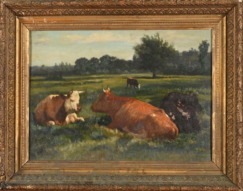 Guillaume Wintz | Cows lying in the meadow | MutualArt