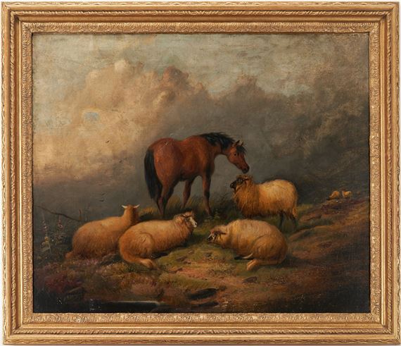 William Watson | Pastoral Painting of Sheep & Horse | MutualArt
