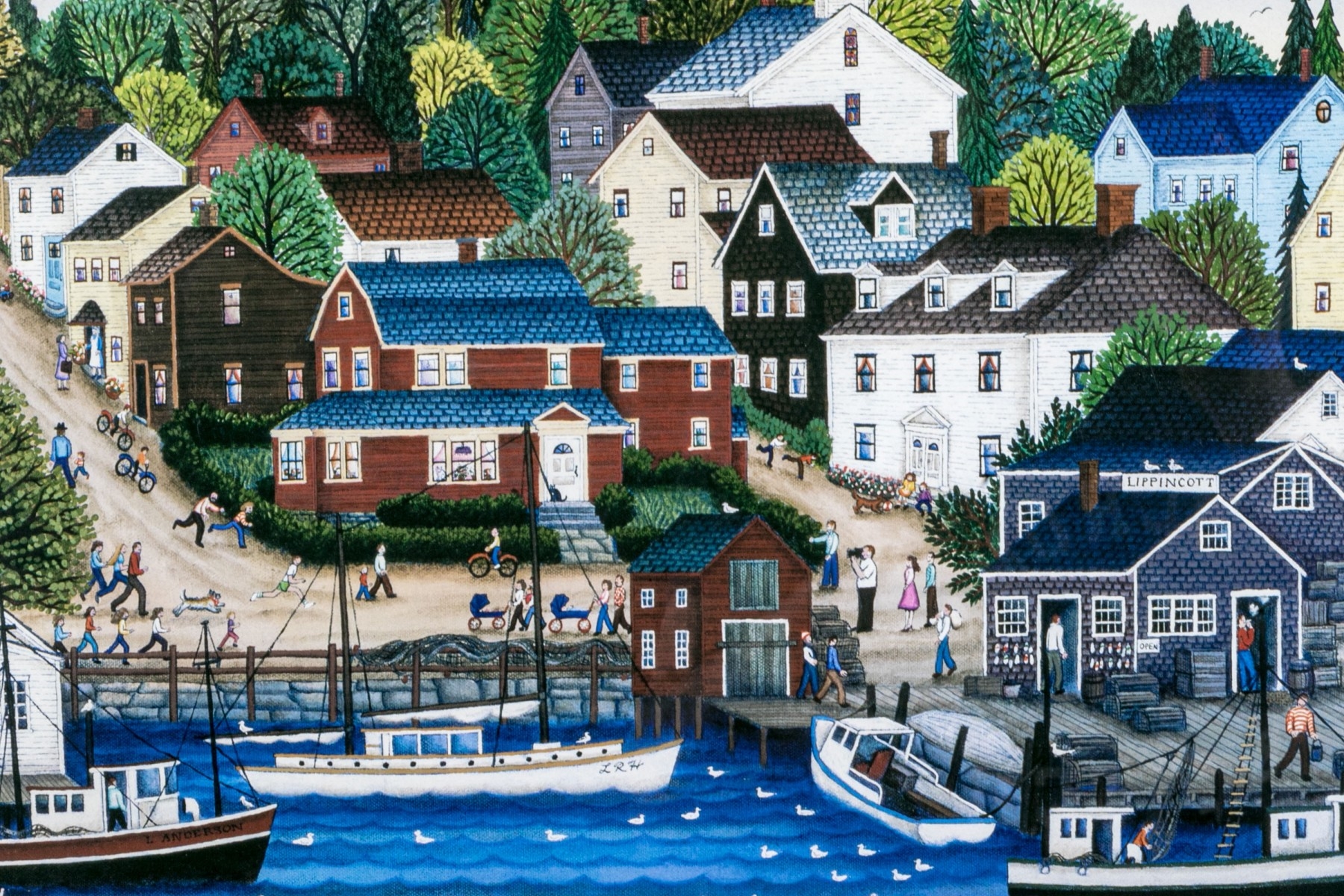 Kathy Jacobsen | Folk Art Harbor View | MutualArt