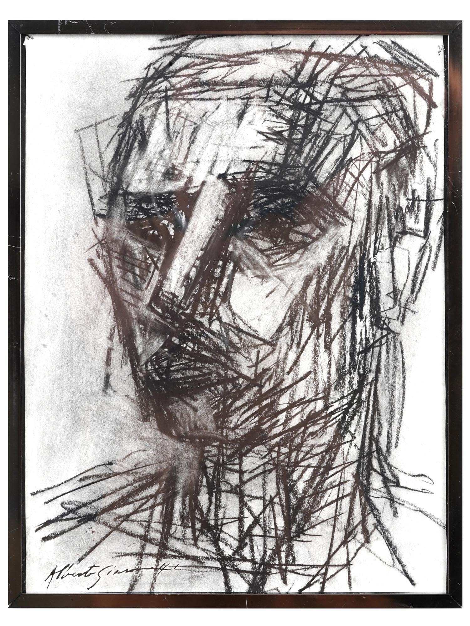 Alberto Giacometti | Charcoal on paper drawing attributed to Alberto ...