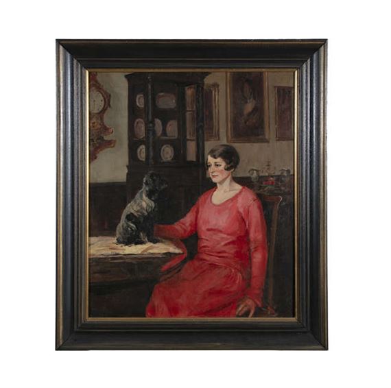 Eva Henrietta Hamilton | Portrait of a seated Lady in a red dress with ...