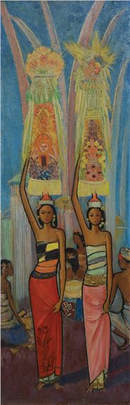 Lim Kwie Bing | Balinese Women with Offerings | MutualArt