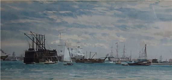 Edoardo de Martino | HMS Victory in Portsmouth harbour | MutualArt