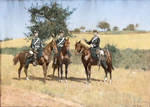 Carl Röchling | Preußische Husaren im Feld (1892) | MutualArt