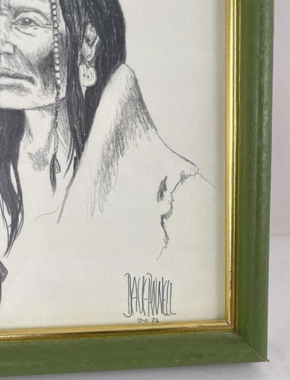 Dave Powell | Dave Powell Native American Pencil Sketch | MutualArt