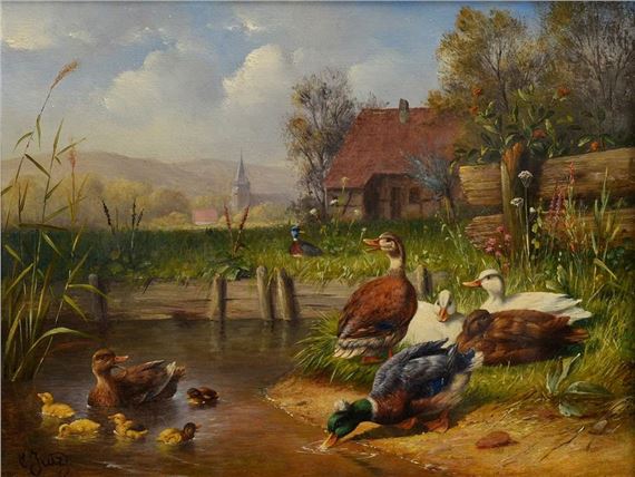 Carl Jutz the Elder | Farmyard (1881) | MutualArt