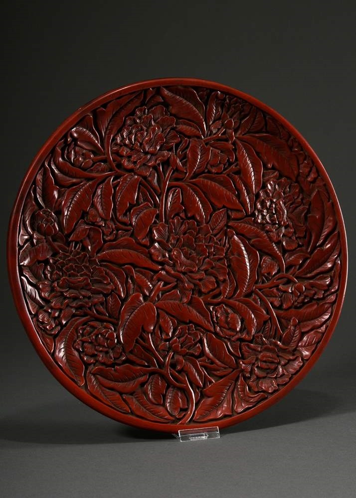 Qianlong | Red carved lacquer plate in the style of the early Ming ...