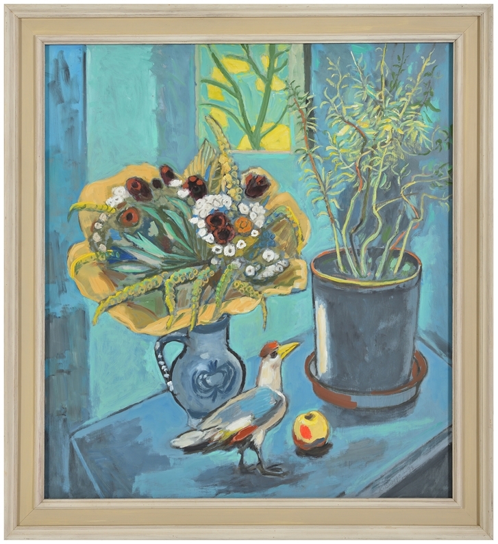 Kurt Bunge | Stillleben mit Blumen und Vogel (1993) | MutualArt