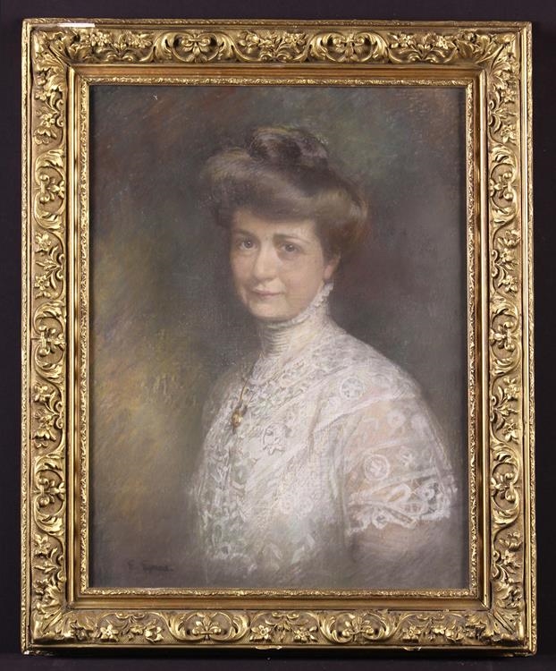 Emily Eyres | Portrait of a lady wearing a high necked white lace ...