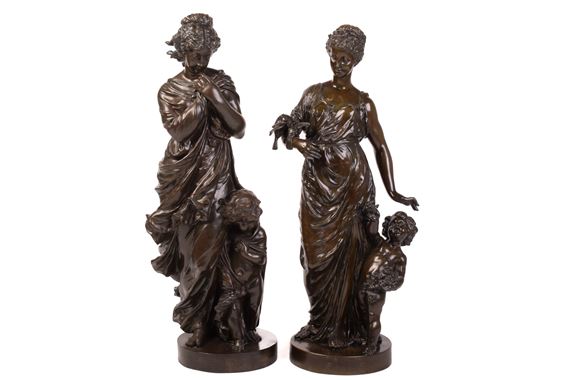 Étienne Alexandre Stella | a pair of allegorical figures depicting ...