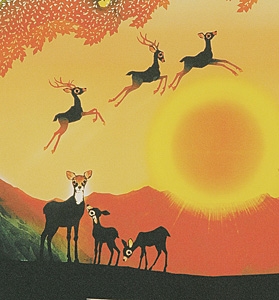 Seiji Fujishiro | sunset and deer | MutualArt