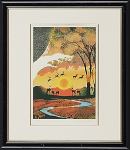 Seiji Fujishiro | sunset and deer | MutualArt