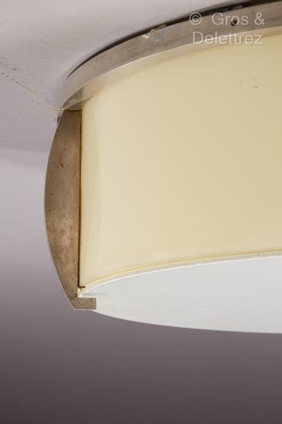 Jean Perzel | Circular ceiling light with metal structure enclosing ...