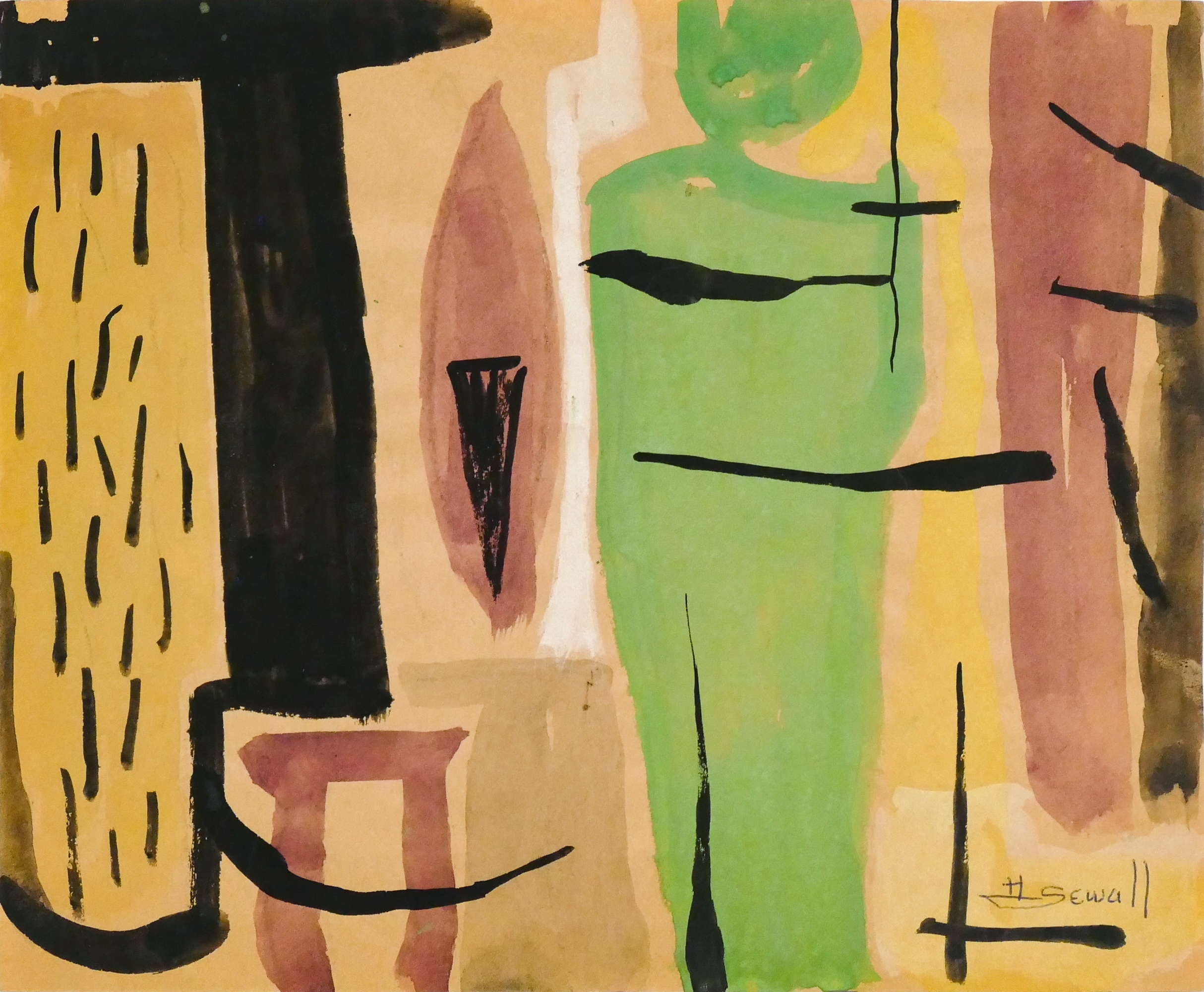 Howard Sewall | Abstract with Green Figure | MutualArt