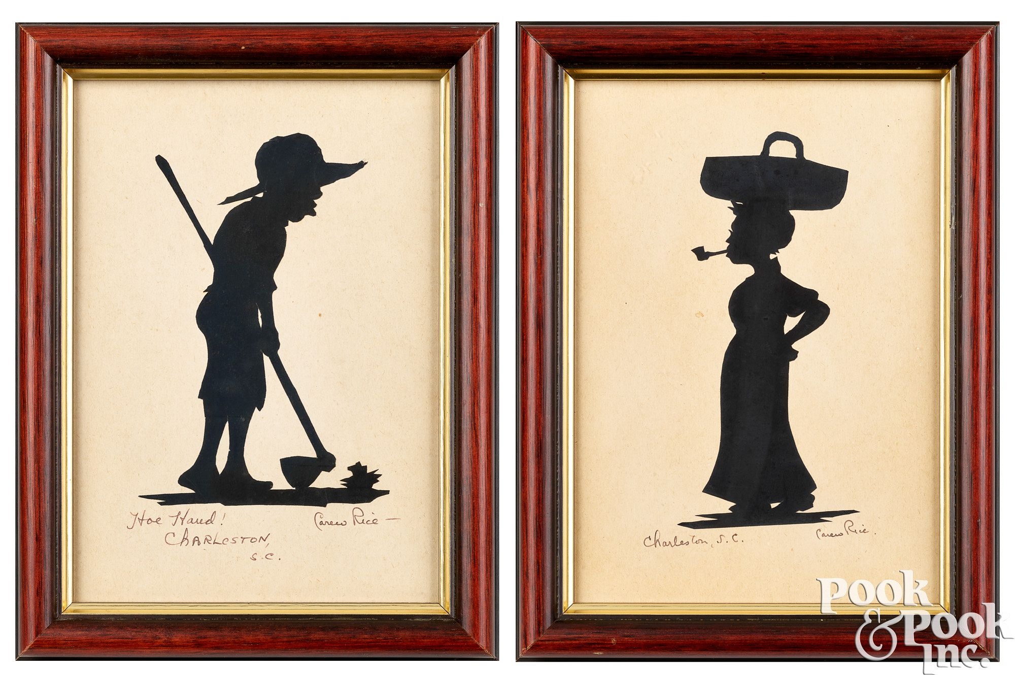 Carew Rice | pair of silhouettes of a man with garden hoe and woman ...