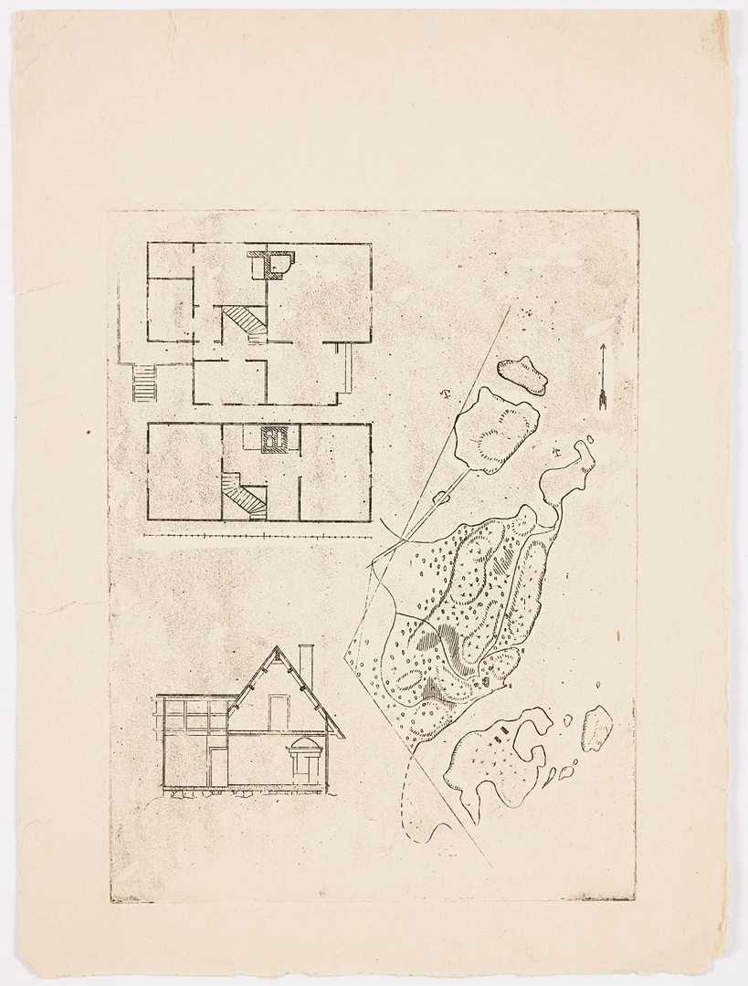 J.A.G. Acke | Etching of the summer house Torsvi and construction ...