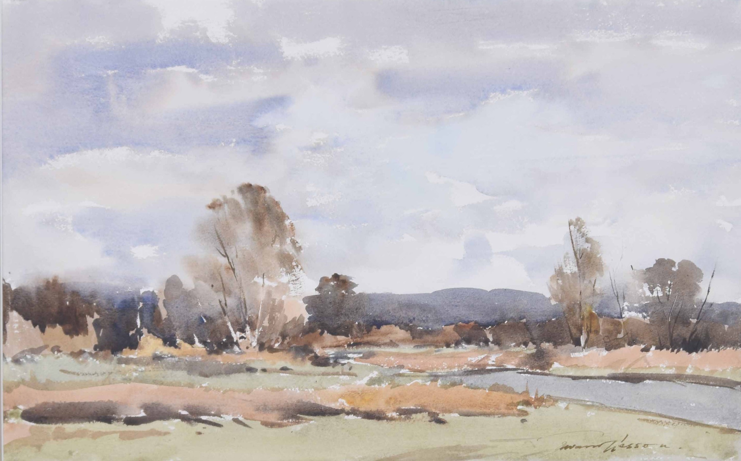 Edward Wesson | - Landscape with trees and hills in the distance ...