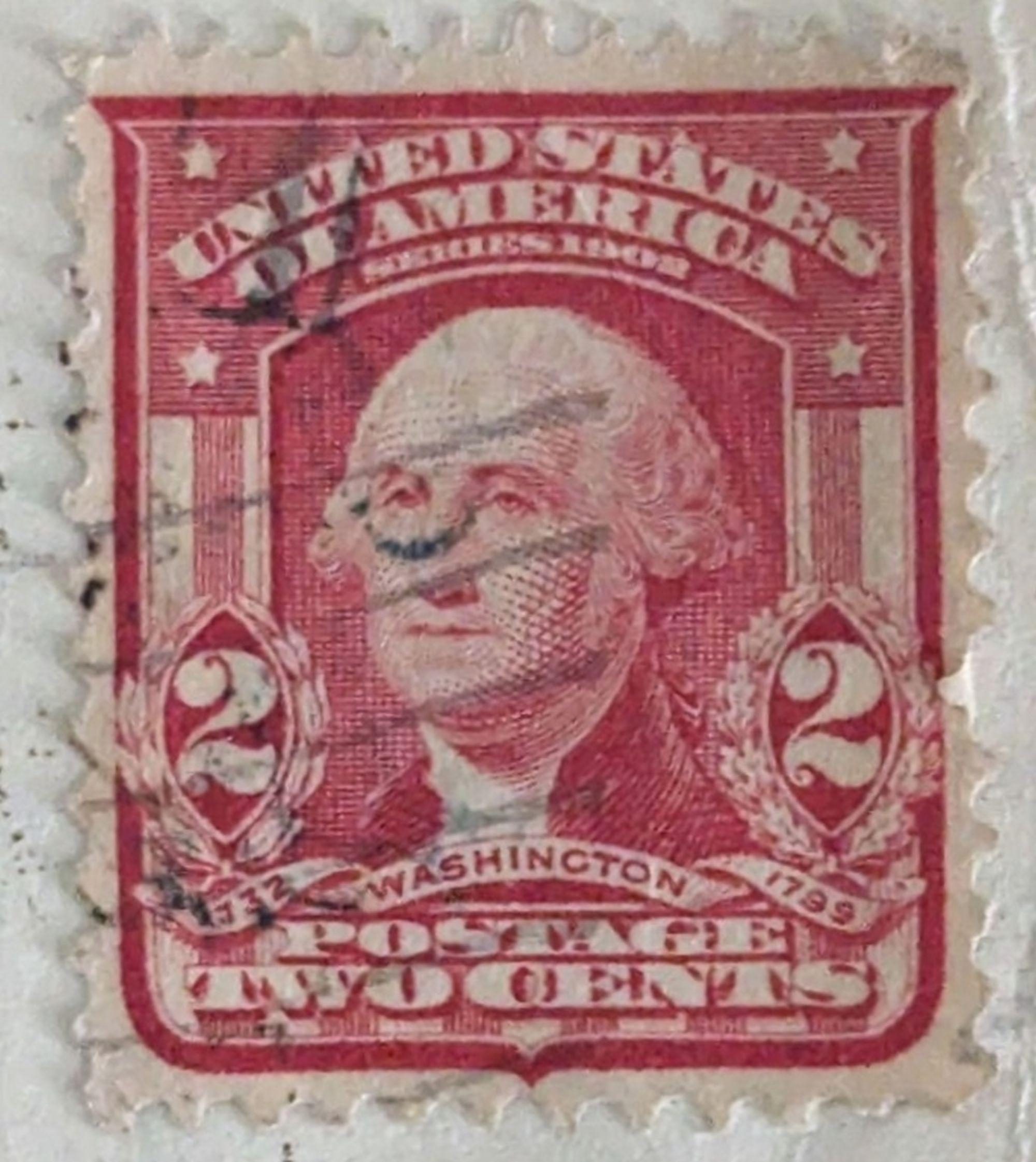 Georges Washington | Rare George Washington Red 2 Cent Stamp | MutualArt