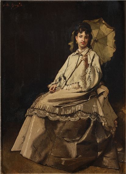 Jules-Adolphe Goupil | Portrait of a Woman with a Parasol | MutualArt