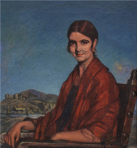 Ignacio Zuloaga y Zabaleta | Portrait of Lolita Penaud with Red Shawl ...