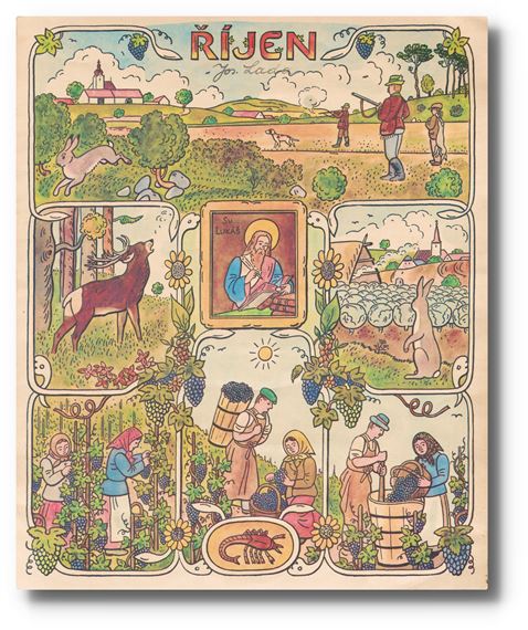 Josef Lada | KALENDÁŘ - ŘÍJEN (1941) | MutualArt