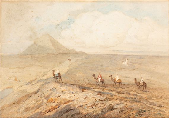 Filippo Carcano | Egyptian landscape, the Pyramid and the Sphinx ...