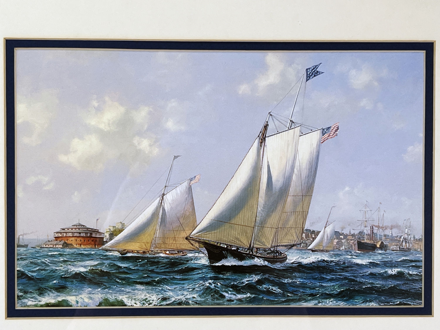 Unknown | PRINT OF MID 1800S SCHOONER YACHT AMERICA AND SLOOP MARIA ...