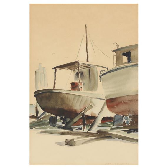 Edwin Voorhees | Fishing Boats at the Shipyard | MutualArt