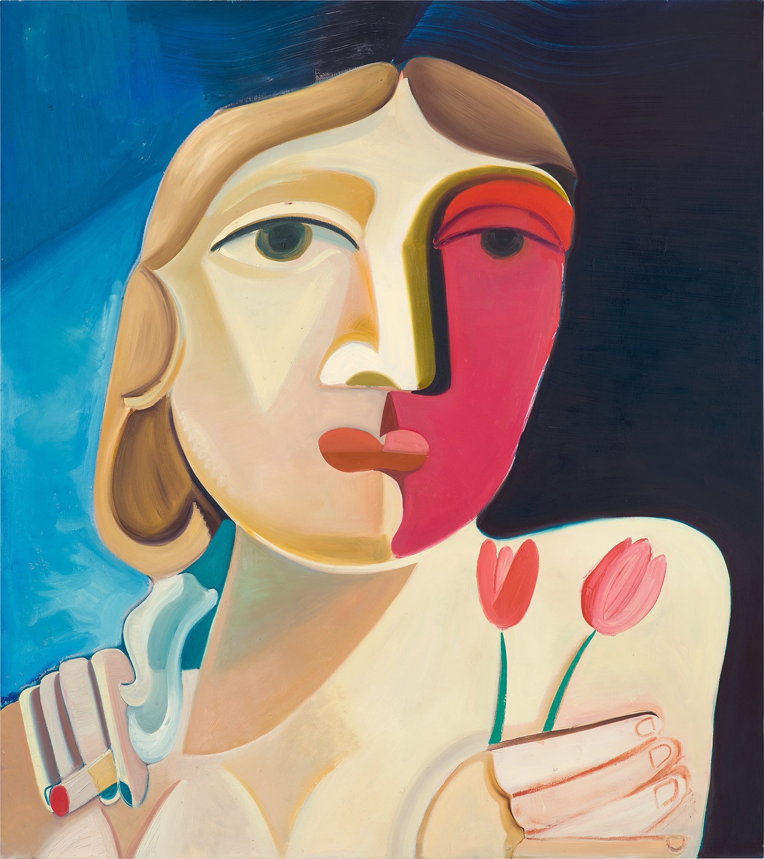 Danielle Orchard | Head with Tulips (2020) | MutualArt