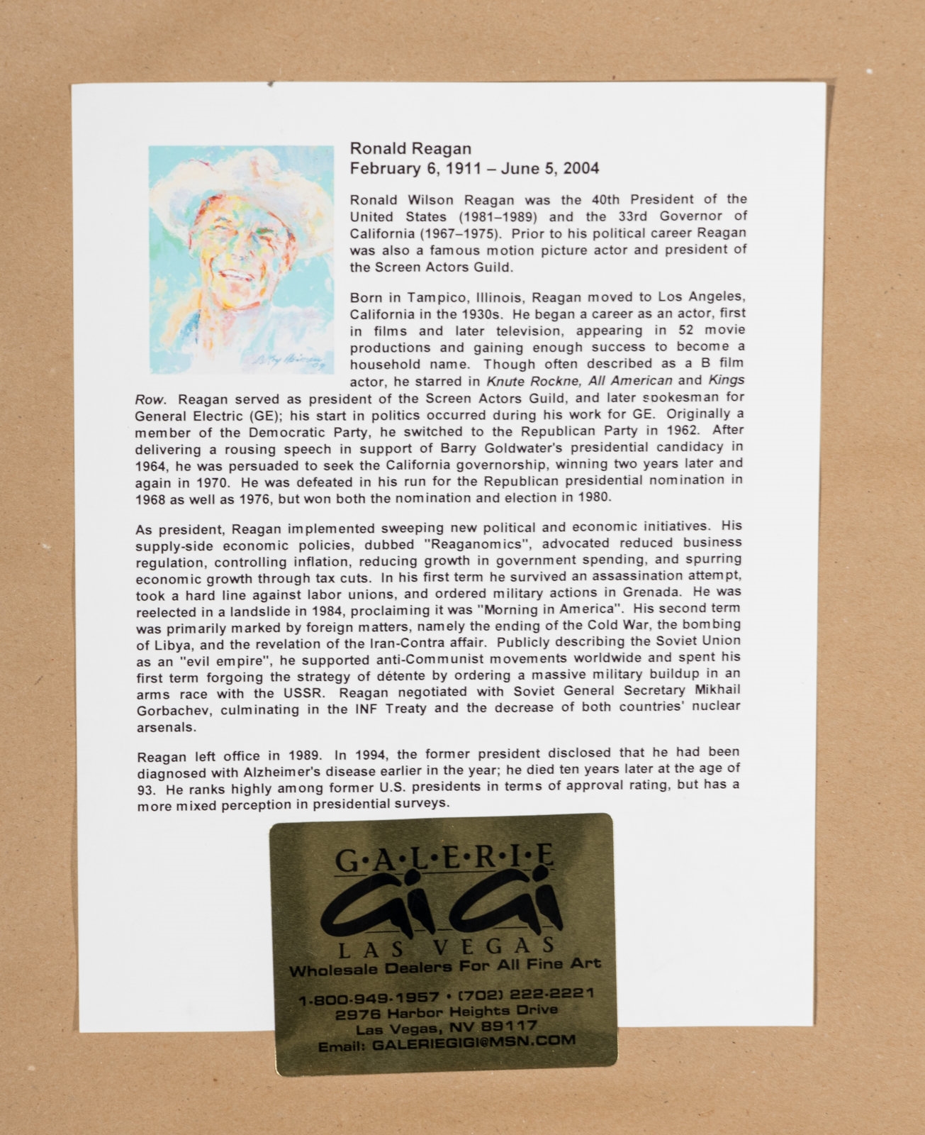 LeRoy Neiman | Ronald Reagan (2009) | MutualArt