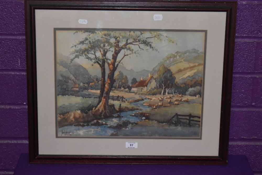 George Ayling | A pastoral landscape with sheep grazing beside | MutualArt