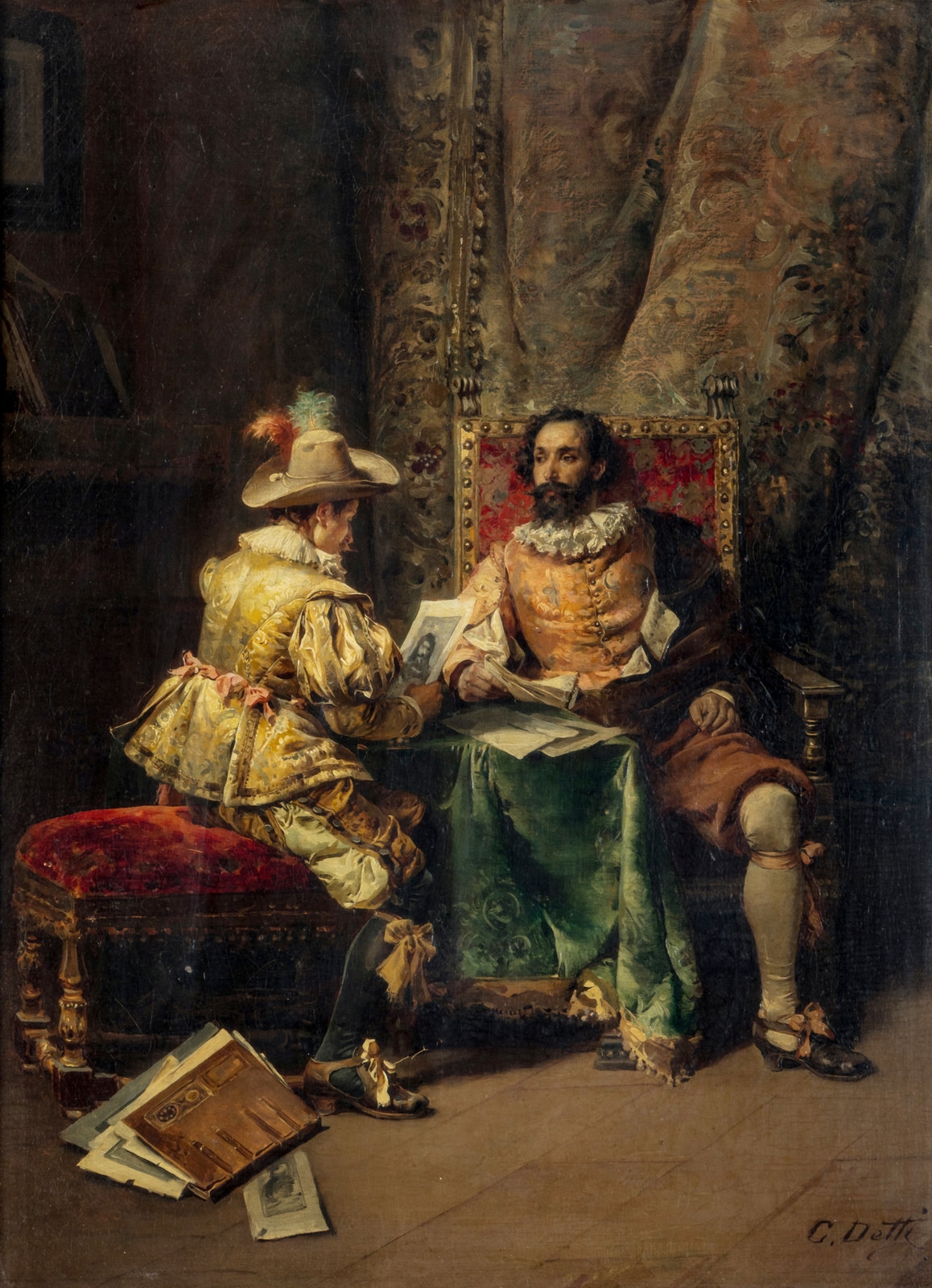 Cesare-Auguste Detti | Model and the Artist at Work in the Background ...