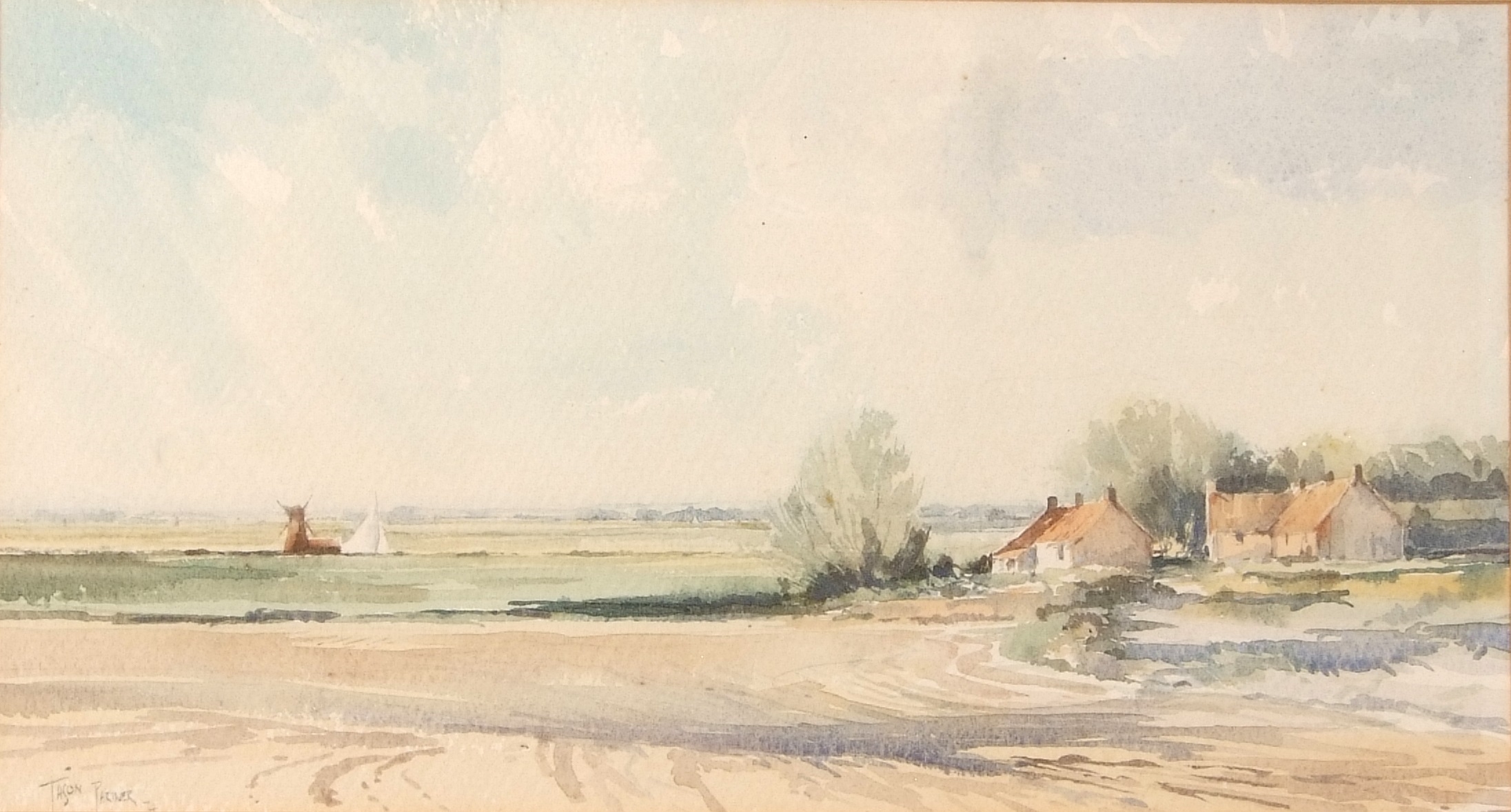 Jason Partner | a view across a Norfolk landscape with a wherry and ...
