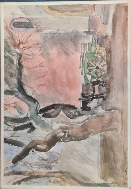 Sonia Lewitska | Âne et charrette sous un arbre | MutualArt