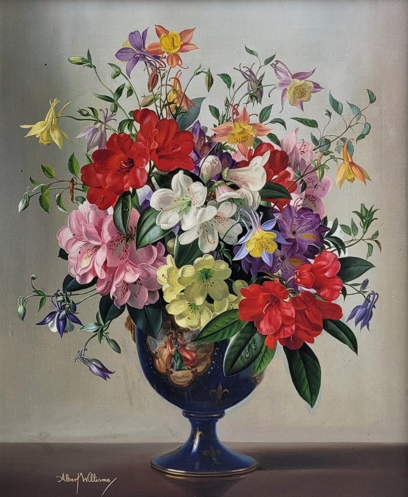 Albert Williams | Still life of flowers in a Sevres style vase | MutualArt