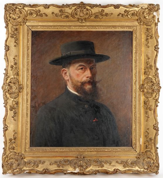 French School, 19th Century | Portrait d'homme au chapeau | MutualArt