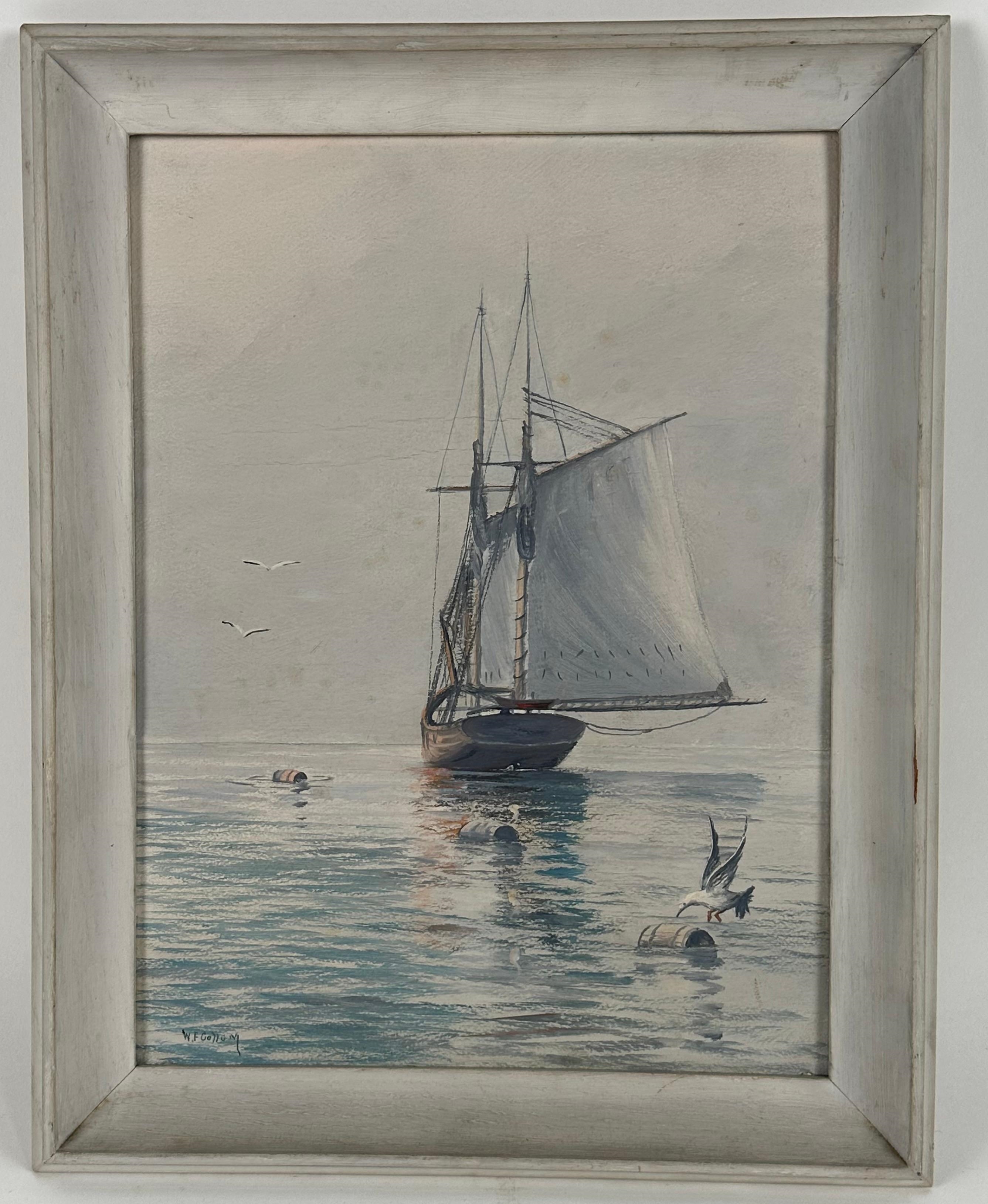 Wendell F. Collum | Sailboat and gulls | MutualArt