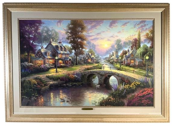Thomas Kinkade | Sunset On Lamplight Lane | MutualArt