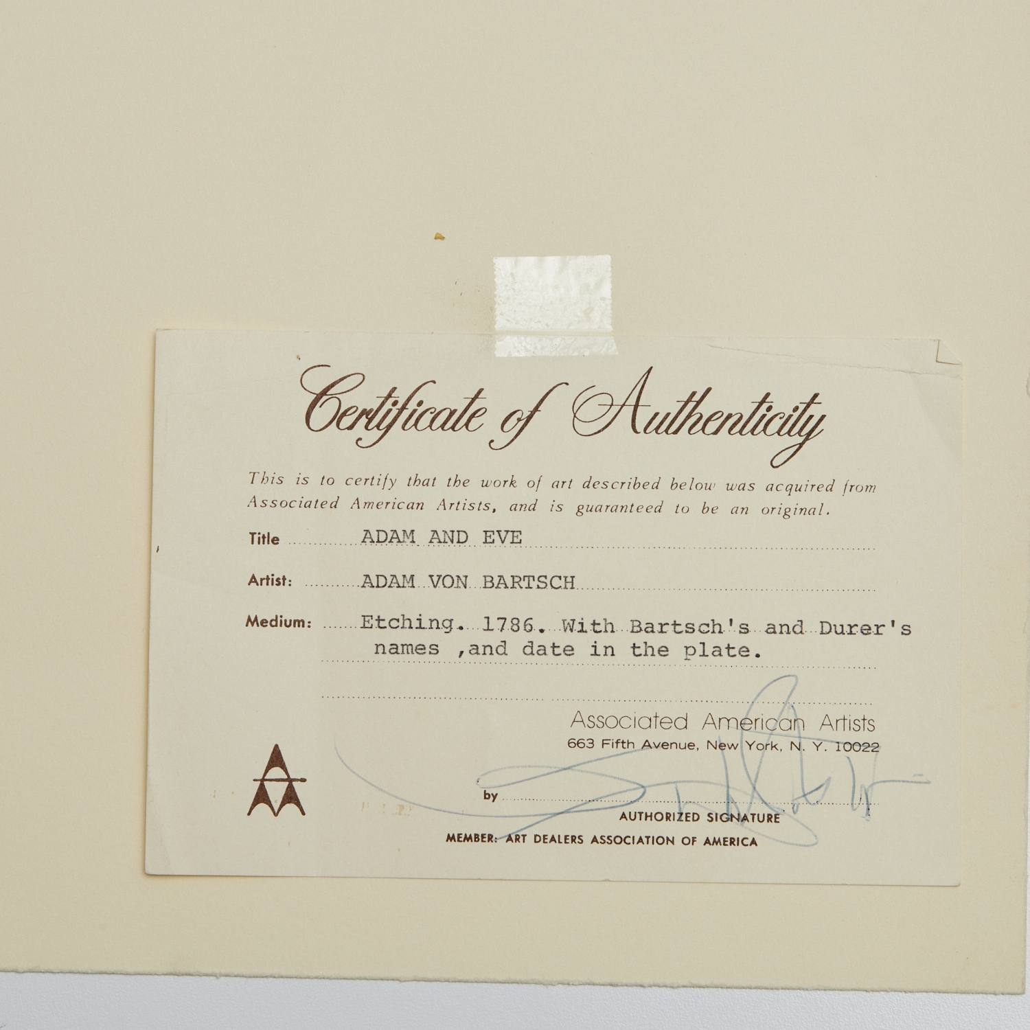 Adam von Bartsch | Adam and Eve (1786) | MutualArt