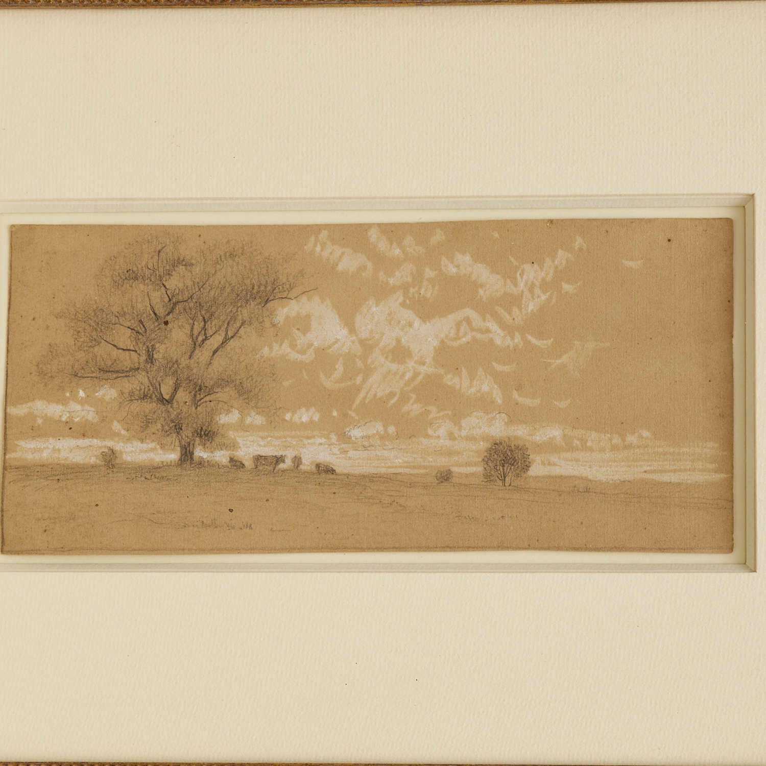 Henry Farrer | Field of Sheaves with Farmhouse; Tree and Stream ...