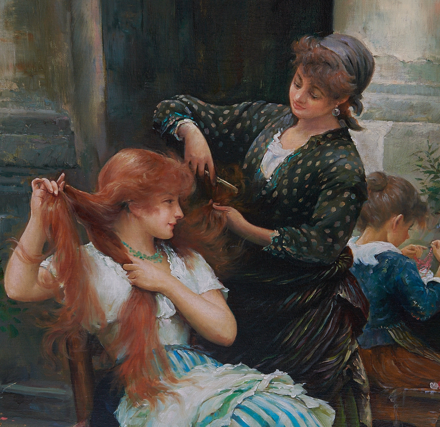 Samuel Luke Fildes | Women at leisure in a courtyard | MutualArt