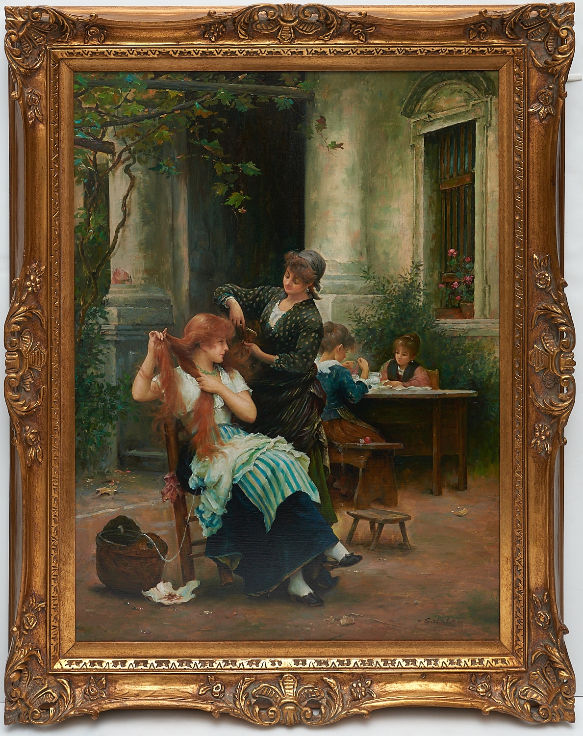 Samuel Luke Fildes | Women at leisure in a courtyard | MutualArt