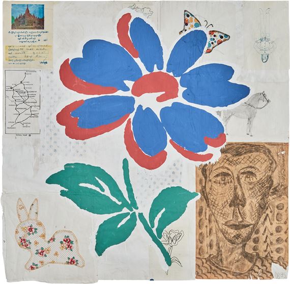 Donald Baechler | Red and Blue Flowers #2 (1995) | MutualArt