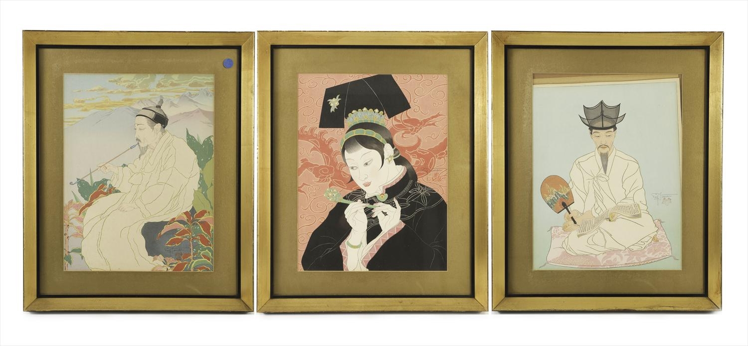 Paul Jacoulet | Three Woodblock Prints | MutualArt