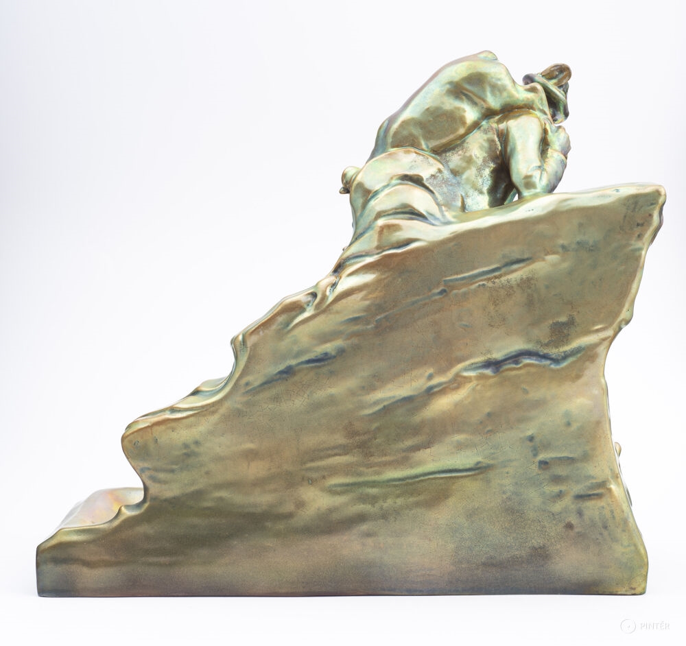 Lajos Mack | Zsolnay Inkholder With Hunting Scene | MutualArt