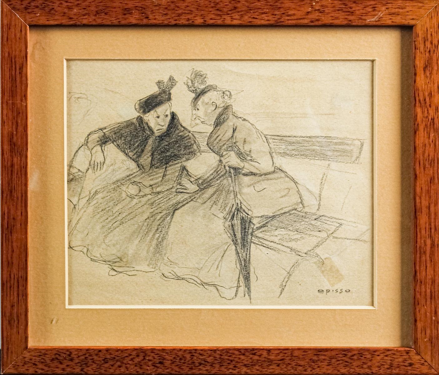 Ricard Opisso | Dos señoras hablando sentadas en un banco | MutualArt