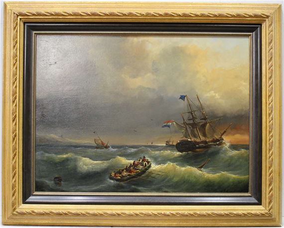 Dutch School, 19th Century | Driemaster en andere boten op zee | MutualArt