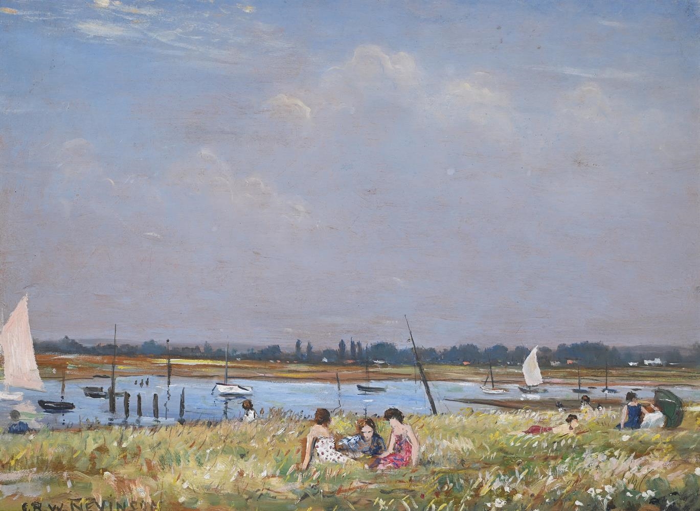 Christopher Richard Wynne Nevinson | Among the London Searchlights ...