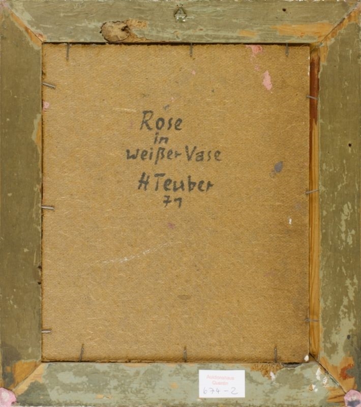 Hermann Teuber | Rose in weißer Vase (1971) | MutualArt