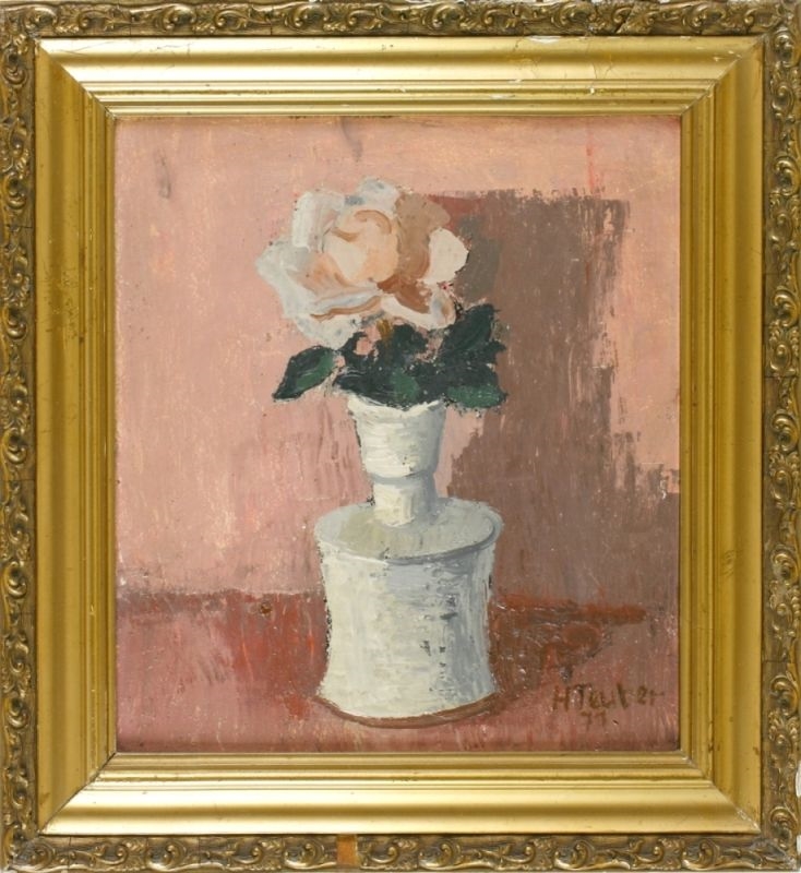 Hermann Teuber | Rose in weißer Vase (1971) | MutualArt